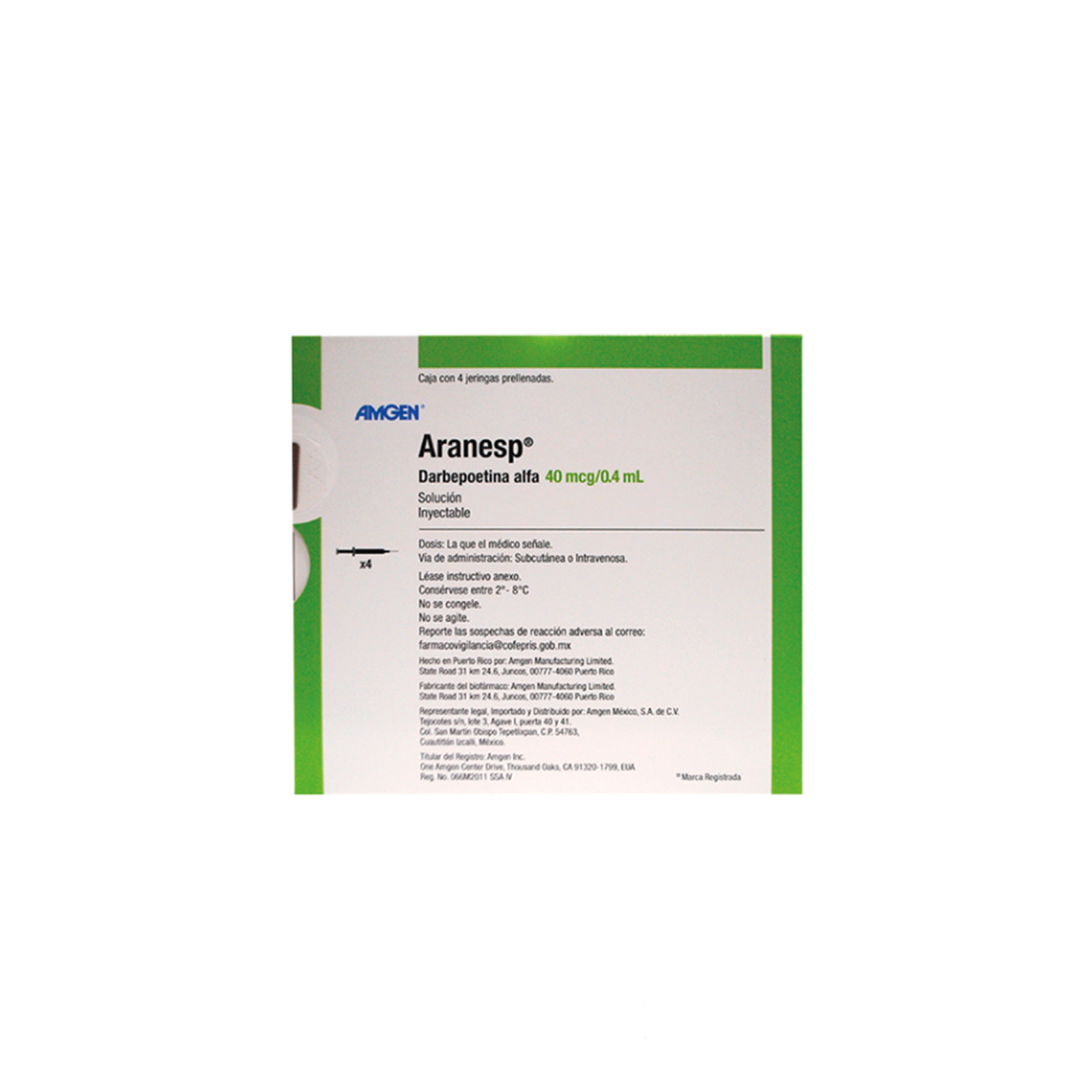 Aranesp 40 mcg/0.4 ml precio México y Envío Gratis - FARMACIAS MACROSS