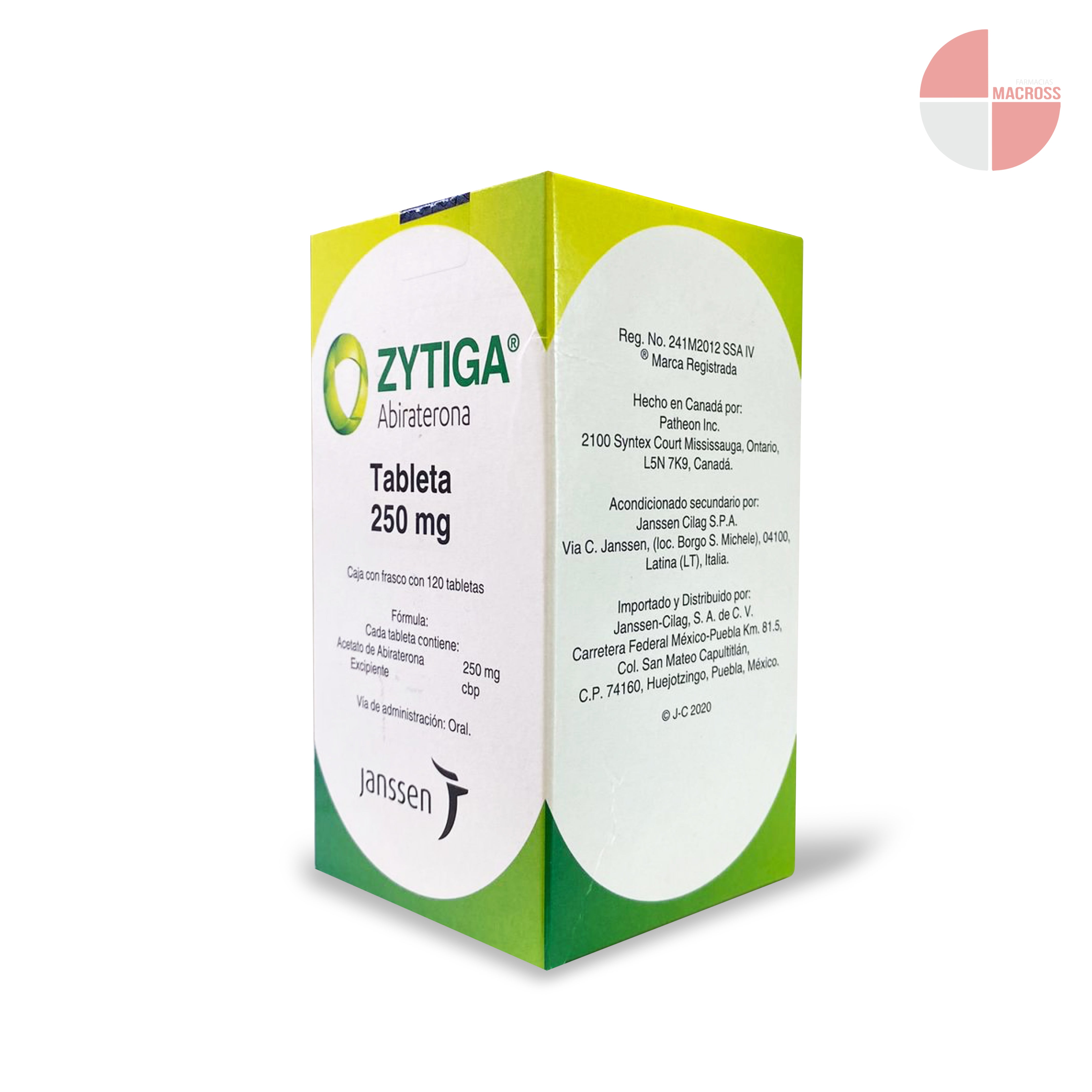 Zytiga 250 mg precio México | Farmacias Macross - FARMACIAS MACROSS